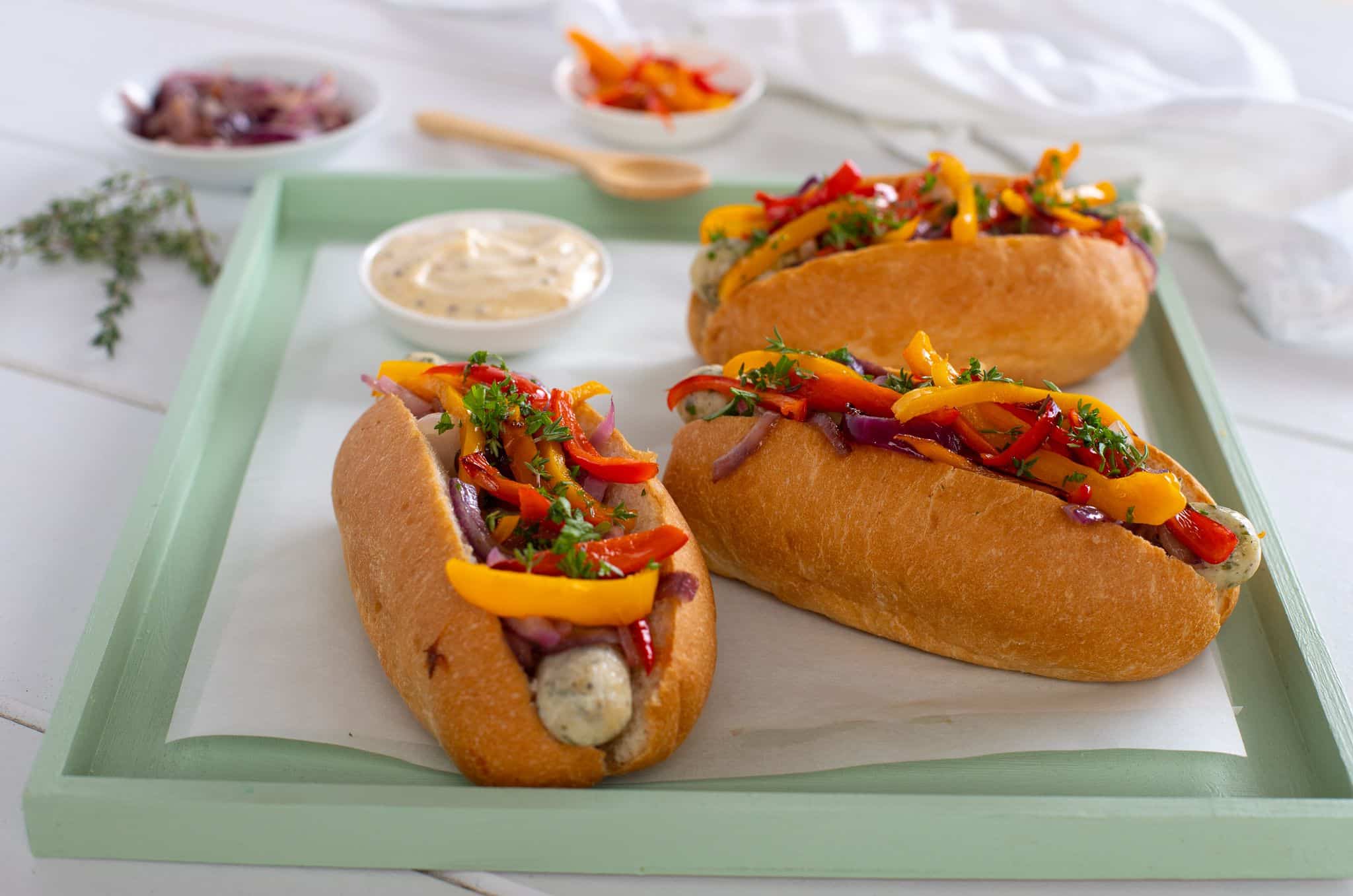 Chicken Hotdog Rolls - Provencal and Fresh sauce - Paneton Bakery